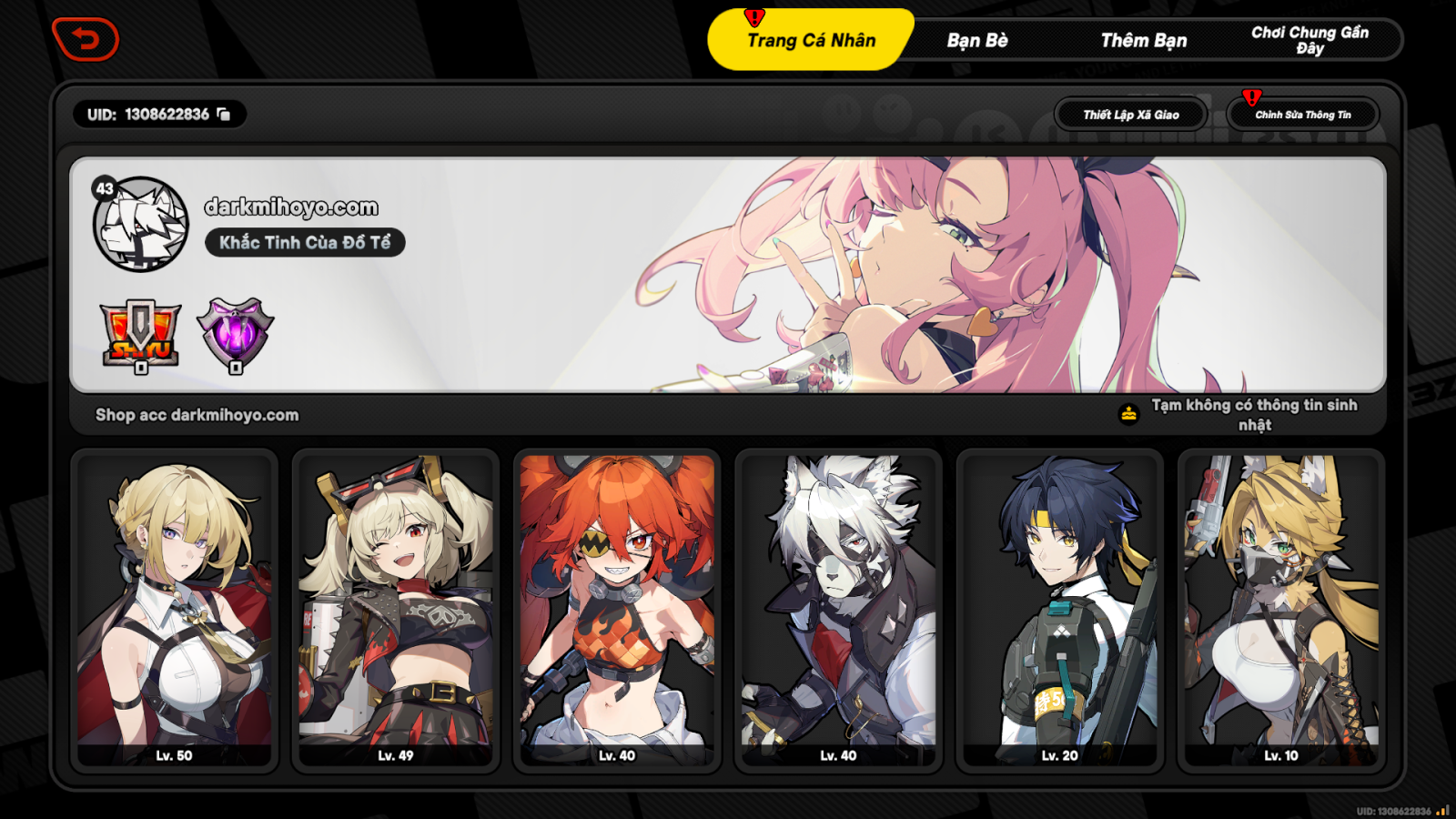 Acc Zenless Zone Zero ID 7034 - Shop acc Honkai impact 3, Honkai star rail, Zenless Zone Zero Uy ...